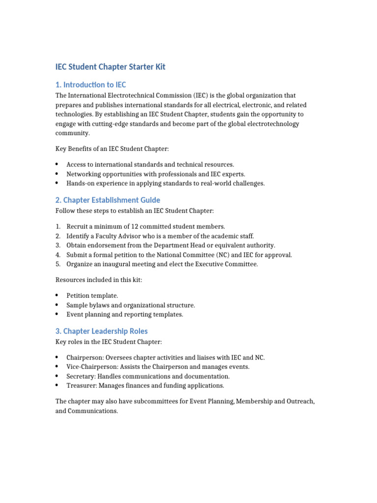 IEC Student Chapter Guide | PDF | International Electrotechnical Commission
