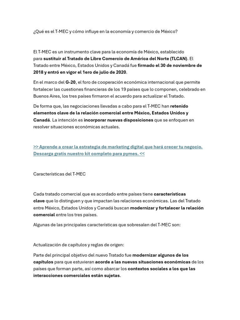 Qué Es El TmEC | PDF | Economias | Relaciones Internacionales