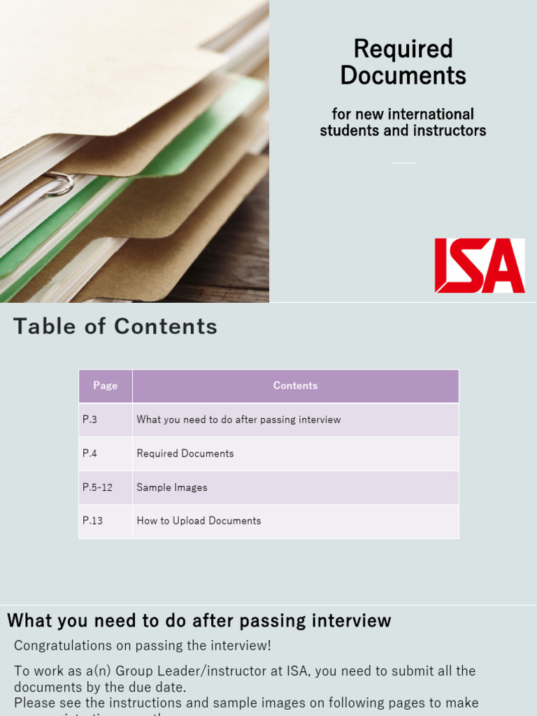 Required Documents for ISA Registration | PDF