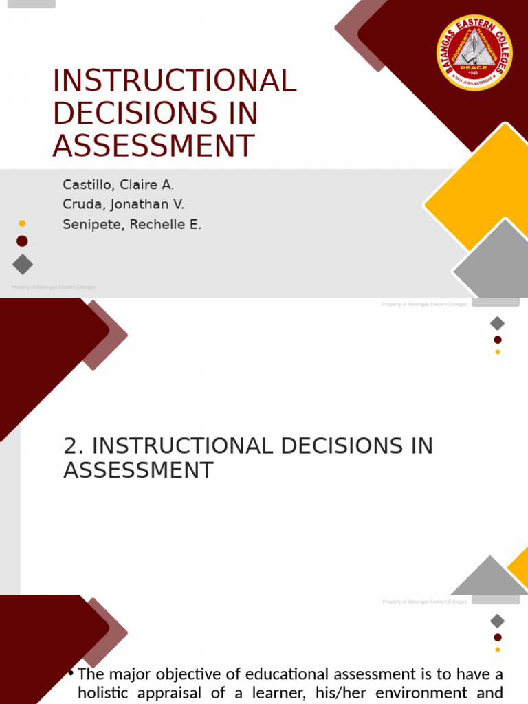 Instructional Decision in Assessment | PDF | Educational Assessment ...