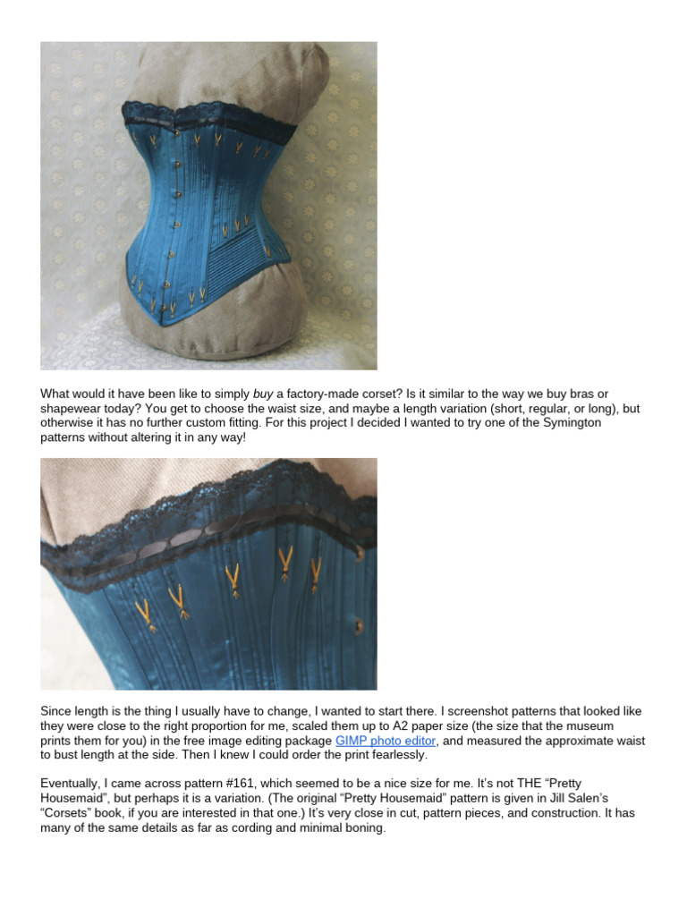 Symington Corset Pattern Project Guide | PDF | Seam (Sewing) | Corset