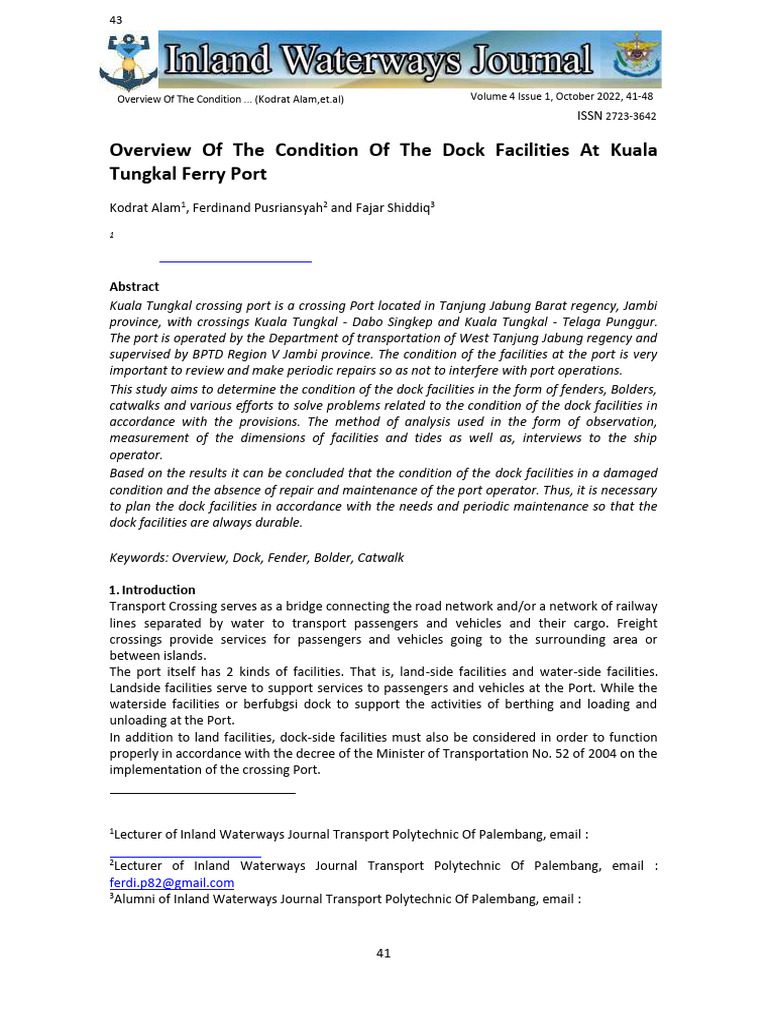 15 Overview of The Condition of The Dock Facilities at Kuala | PDF ...