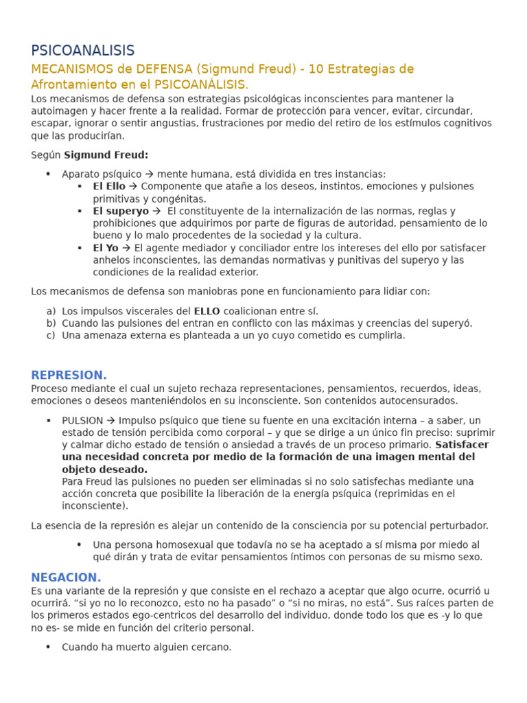 PSICOANALISIS | PDF | Psicoanálisis | Mente inconsciente