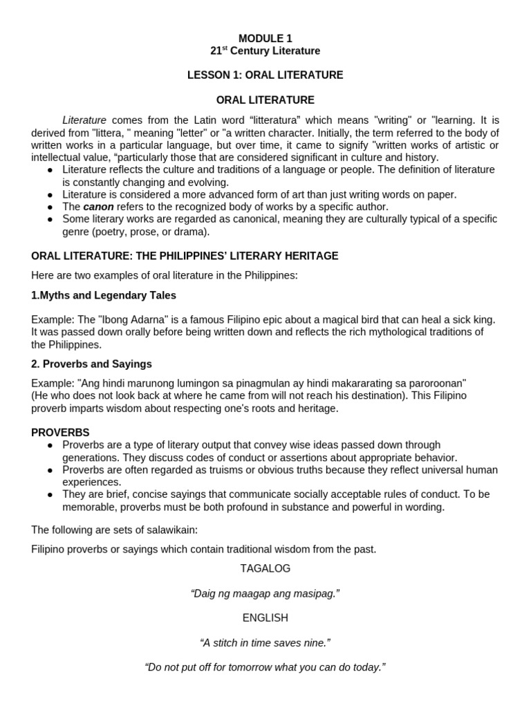 Lesson 1 21ST Century - Module | PDF | Riddle | Proverb