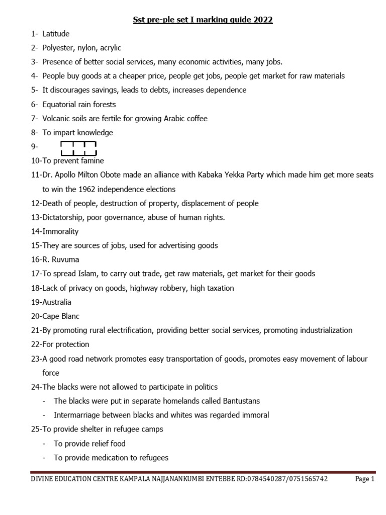Primary Leaving Examination 2022 Social Studies Making Guide | PDF ...