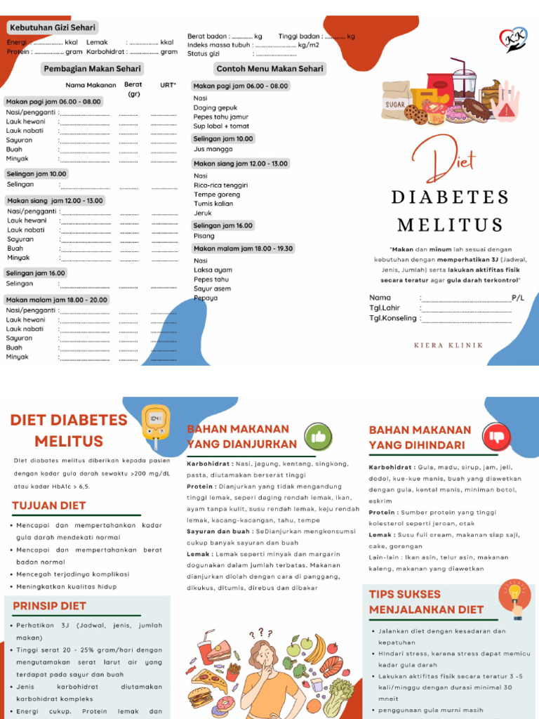 Leaflet Diet Diabetes Melitus | PDF