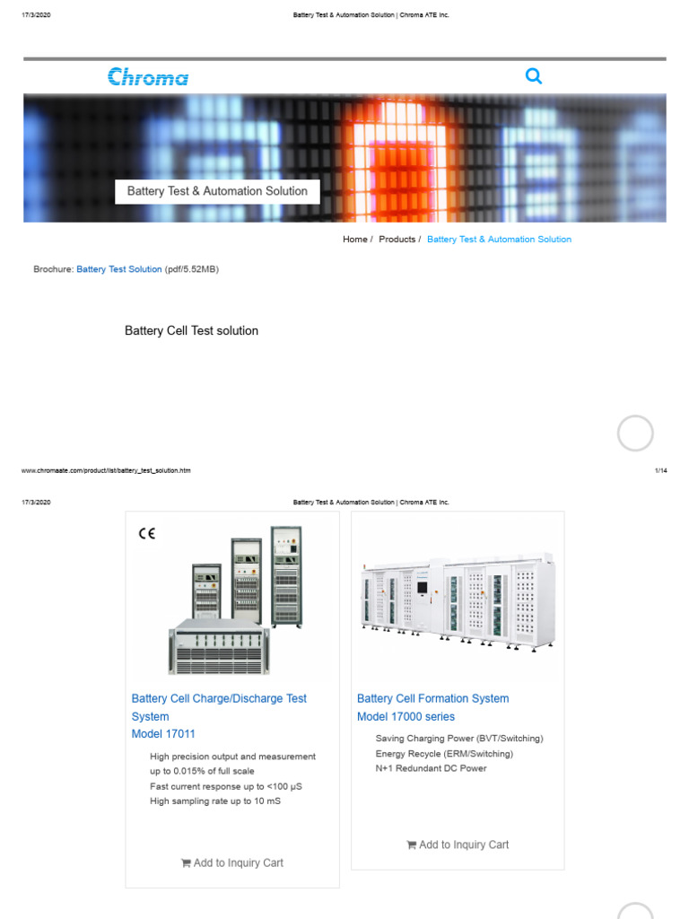 Battery Test & Automation Solution - Chroma ATE Inc | PDF | Electricity ...