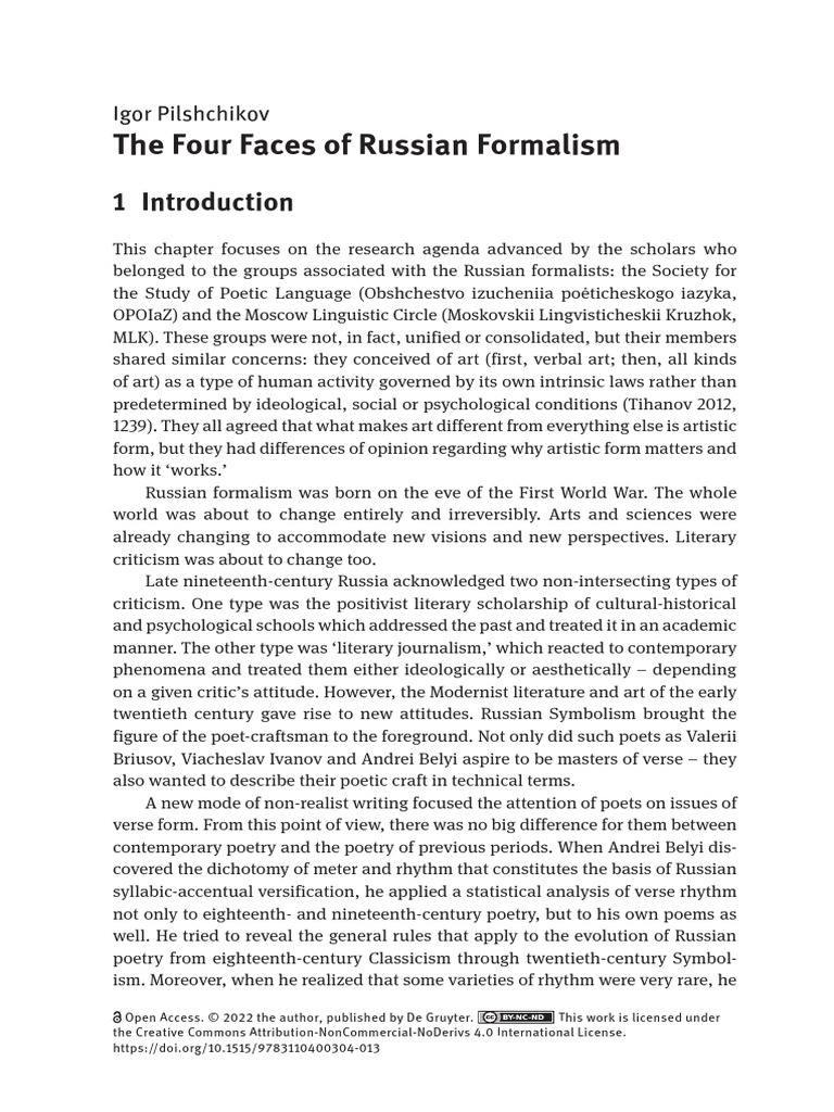 Exploring Russian Formalism's Origins | PDF | Poetry