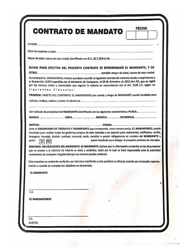 Contrato de Mandato Banco Bogota | PDF