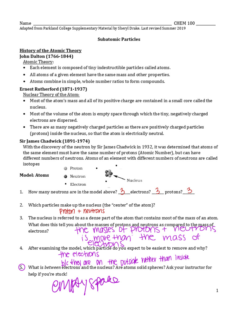 H3 - Subatomic Particles and Isotopes | PDF | Atoms | Ion