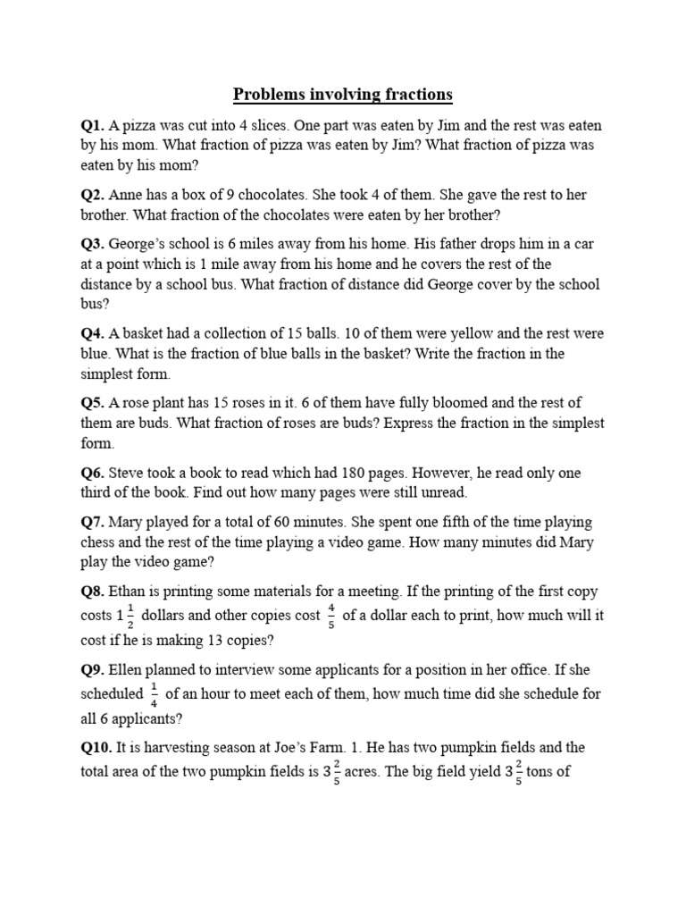 Fractions Problems | PDF