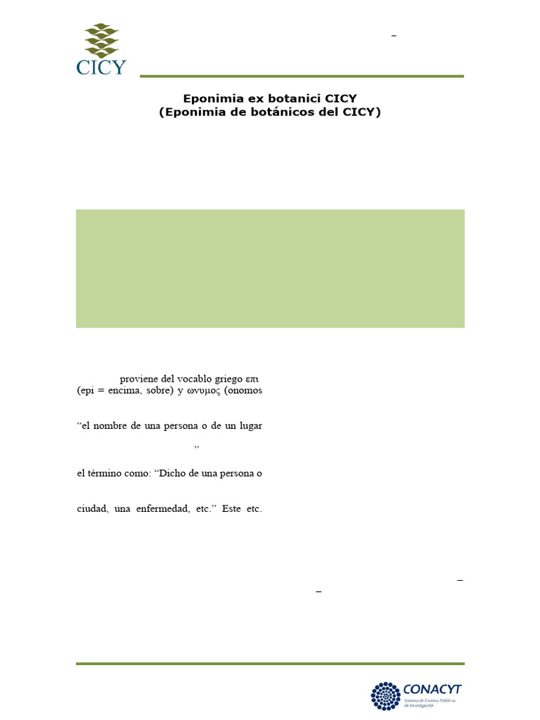 Epónimos Botánicos del CICY | PDF | Biología | Plantas