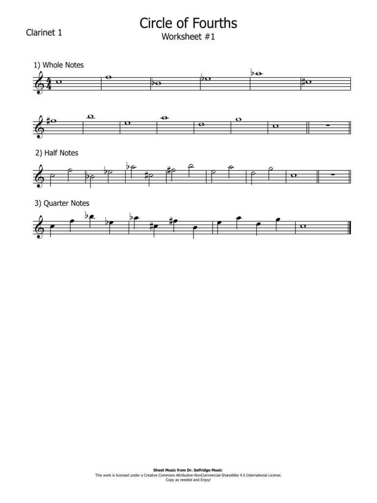 Circle of Fourths Worksheet 1 - Clarinet 1 | PDF