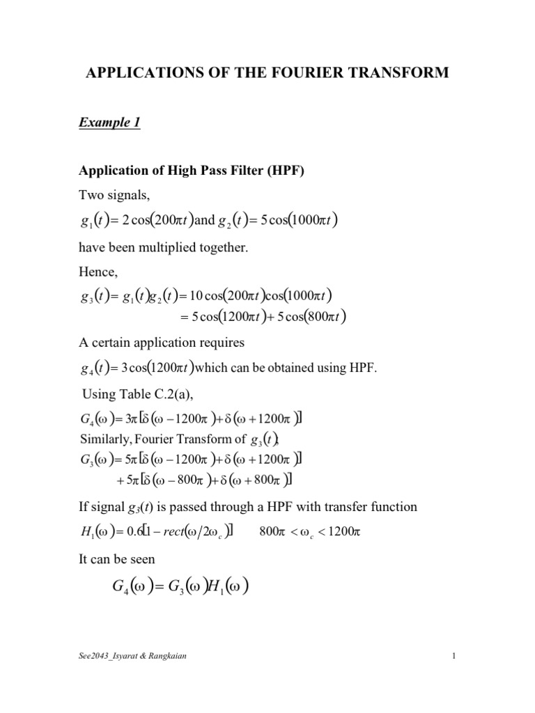 Applications of The Fourier Transform | PDF | Science & Mathematics ...
