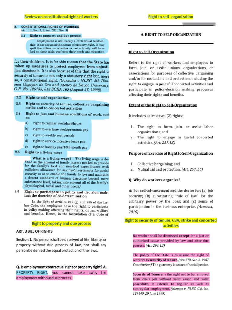 Constitutional Rights of Workers Explained | PDF