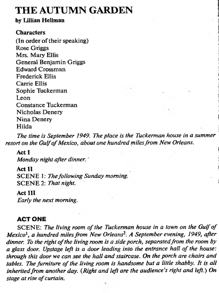 Autumn Garden by Lillian Hellman | PDF