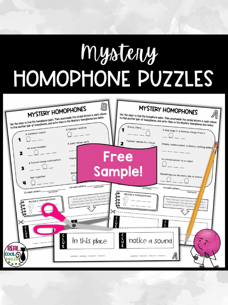 Homophones Mystery Puzzles Freebie Sample 2023 | PDF