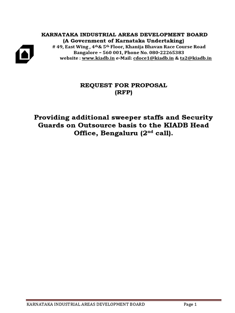 KIADB RFP for Outsourced Staffing Services | PDF | Request For Proposal ...