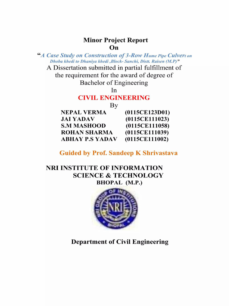 Civil Engineering Minor Project | PDF