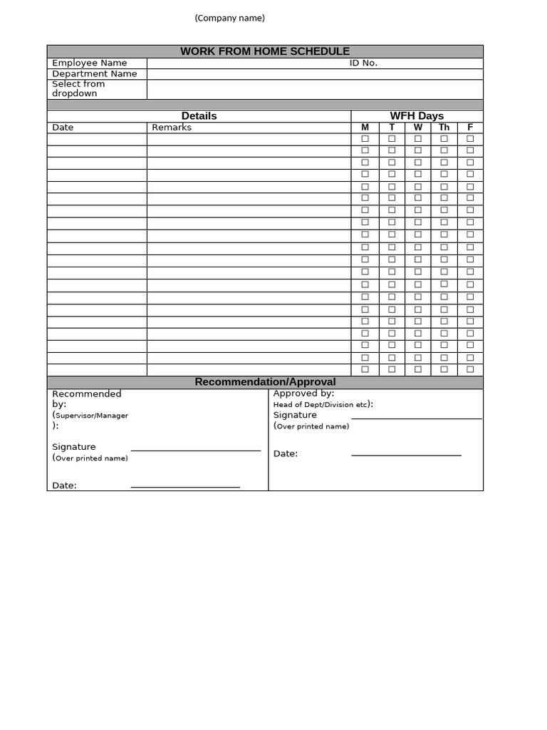 WFH - Arrangements Template | PDF