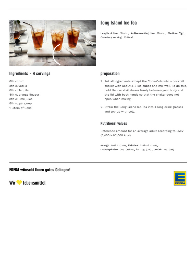 Long Island Ice Tea - Recipe | PDF