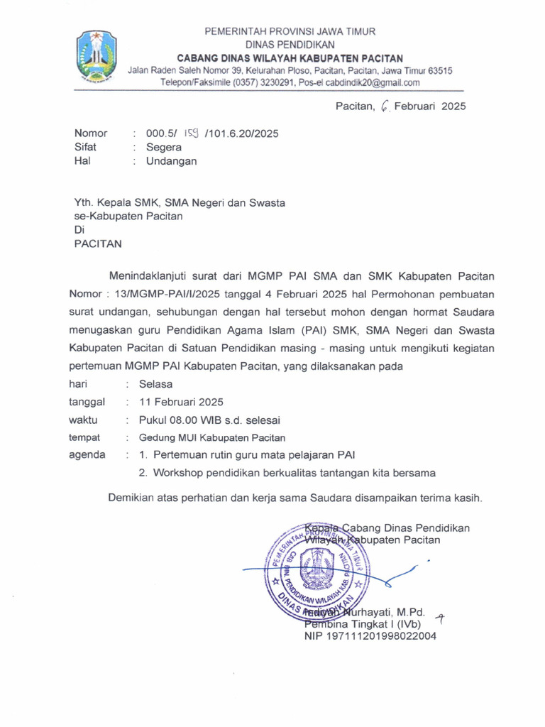 159 Undangan MGMP Pai Sma Dan SMK | PDF