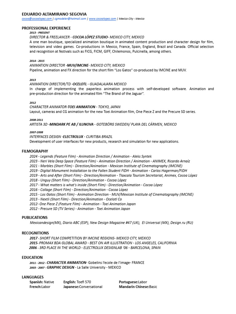 CV Edu English Short 2024 | PDF