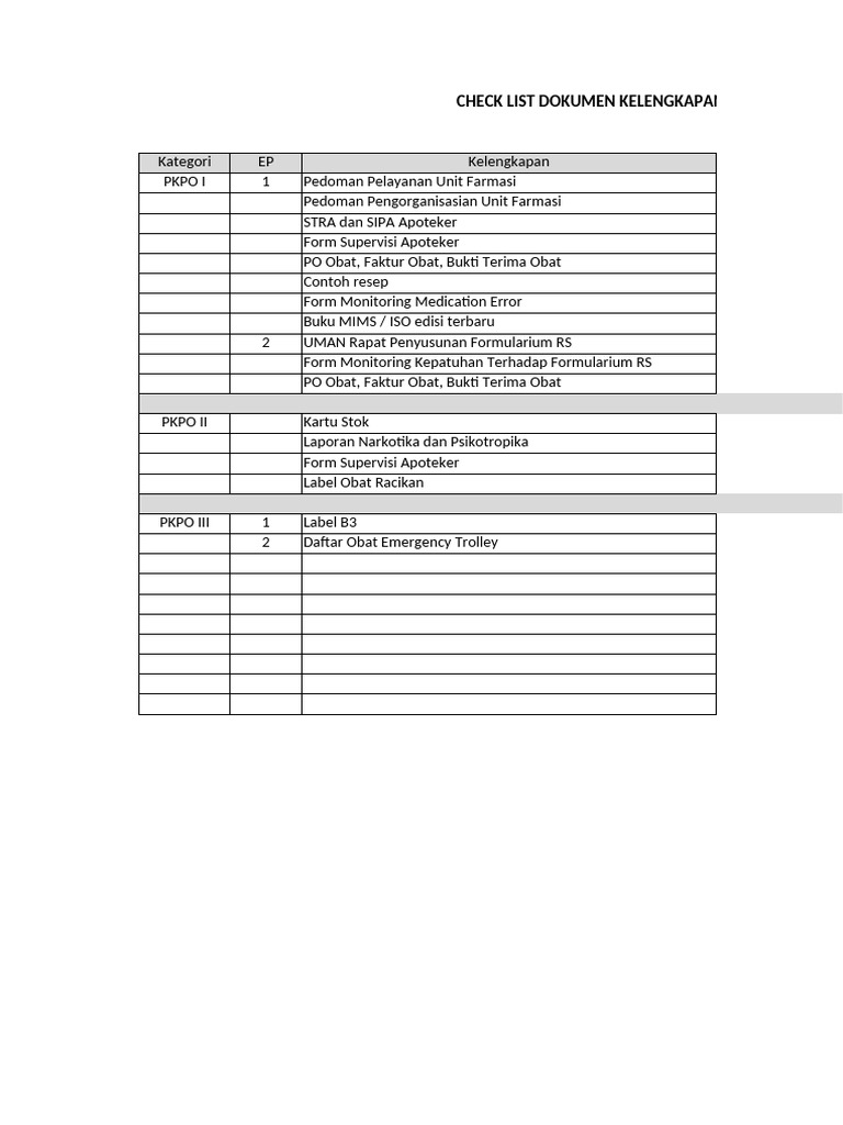 Check List Dokumen EP | PDF