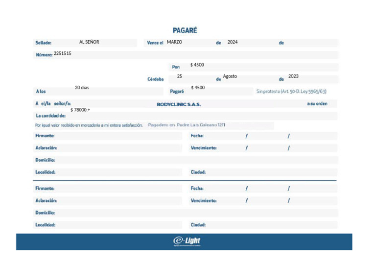 Pagaré Editable de $4500 | PDF