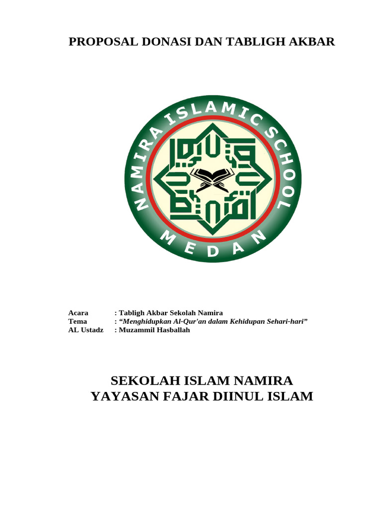 PROPOSAL DONASI DAN TABLIGH AKBAR Bersama Ustadz Muzammil | PDF