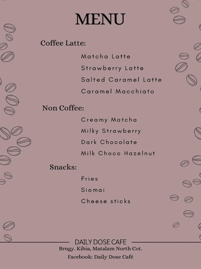Black and White Minimalist Cafe Drinks Menu PDF | PDF
