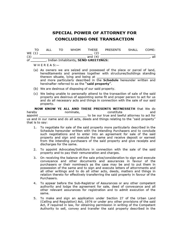 Special POA - Sign and Register | PDF | Property | Deed