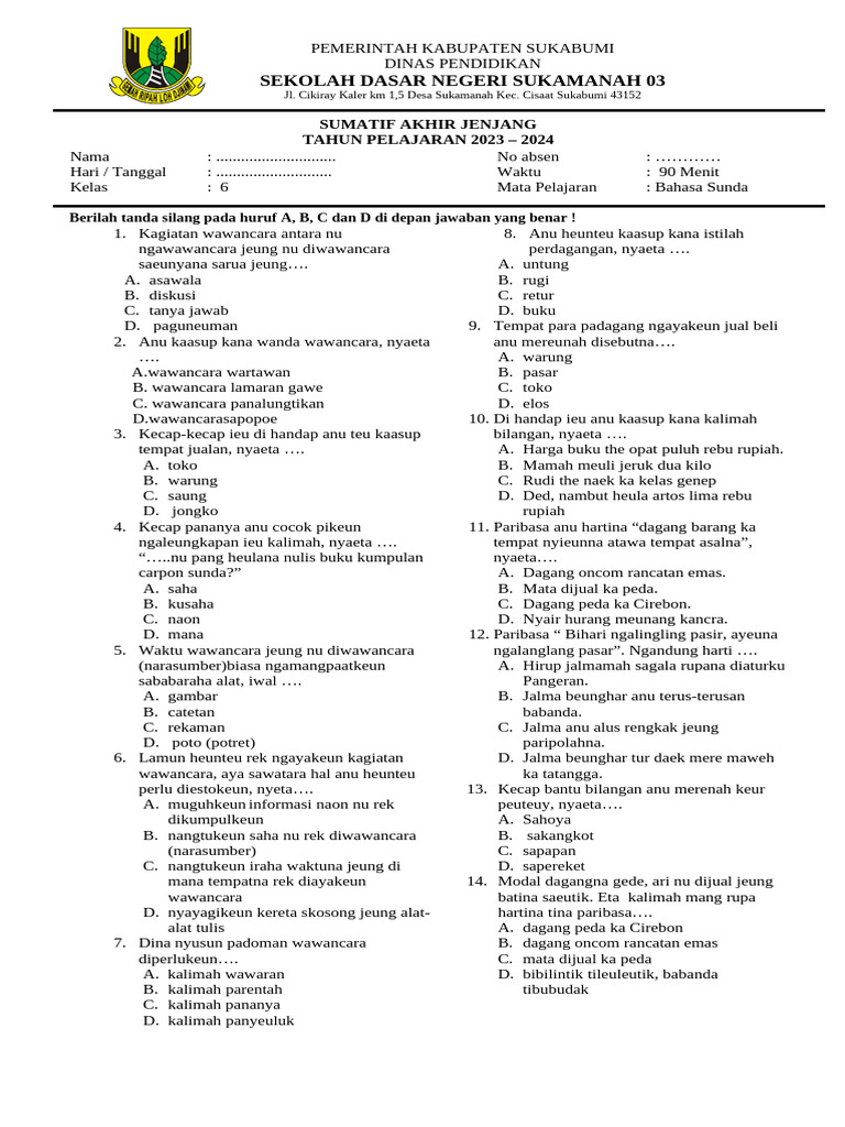 SAJ Basa Sunda | PDF