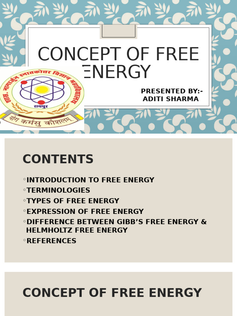 Concept of Free Energy | PDF | Gibbs Free Energy | Scientific Phenomena