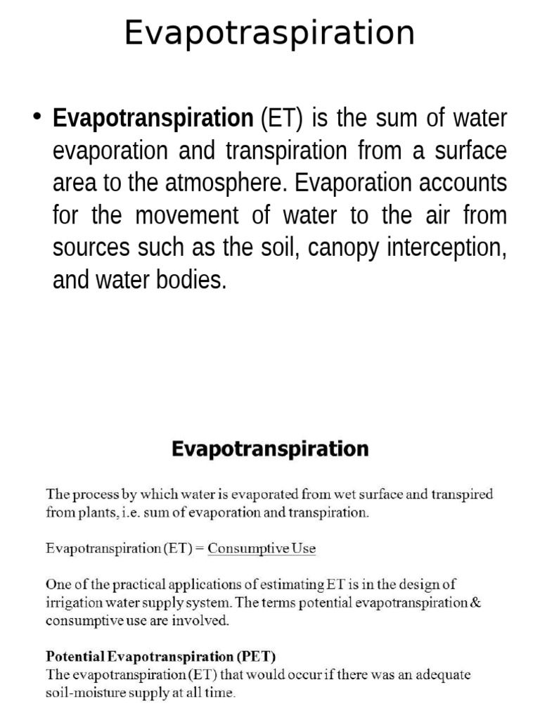 5 Evapotranspiration | PDF | Evapotranspiration | Evaporation