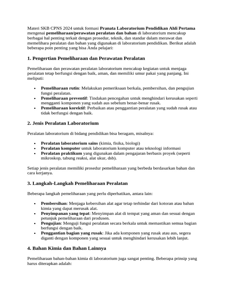 MATERI SKB 3_PERAWATAN ALAT DAN BAHAN LAB | PDF