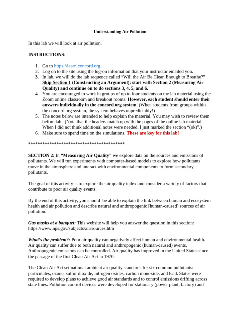 Air Pollution Handout-JMB | PDF | Air Pollution | Ozone