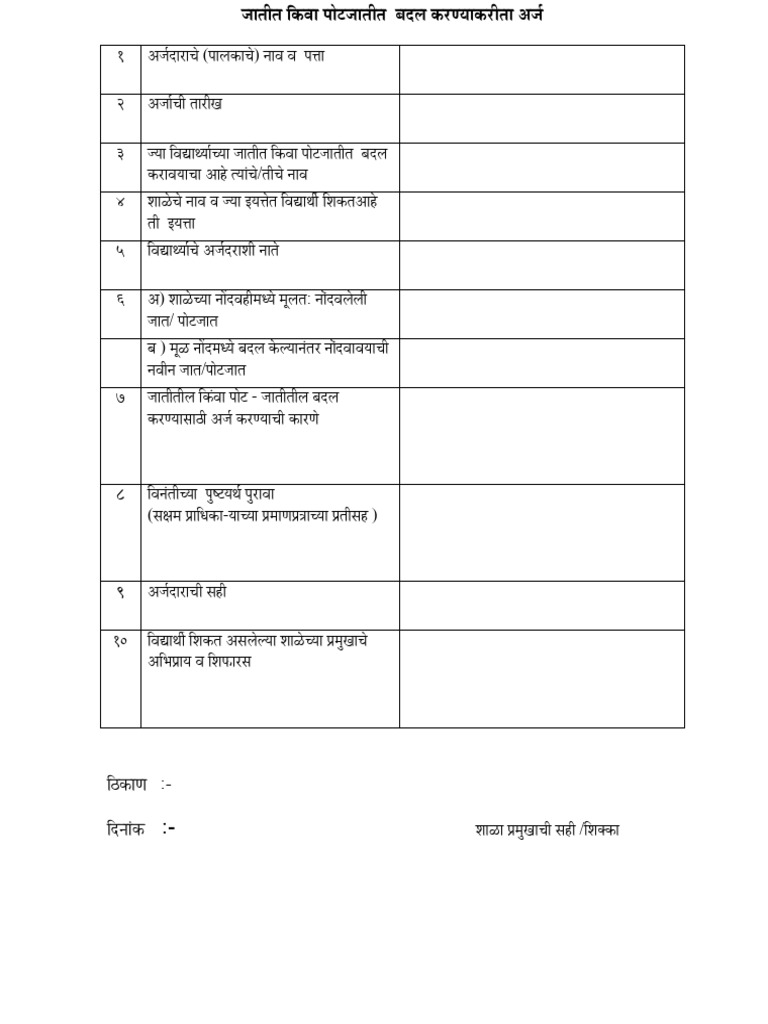Change of Caste School Form No.3 | PDF