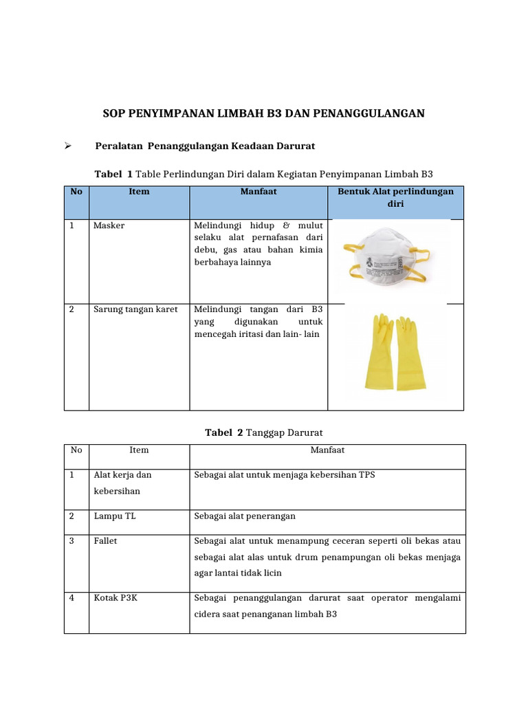 Sop Penyimpanan Limbah b3 Dan Penanggulangan | PDF