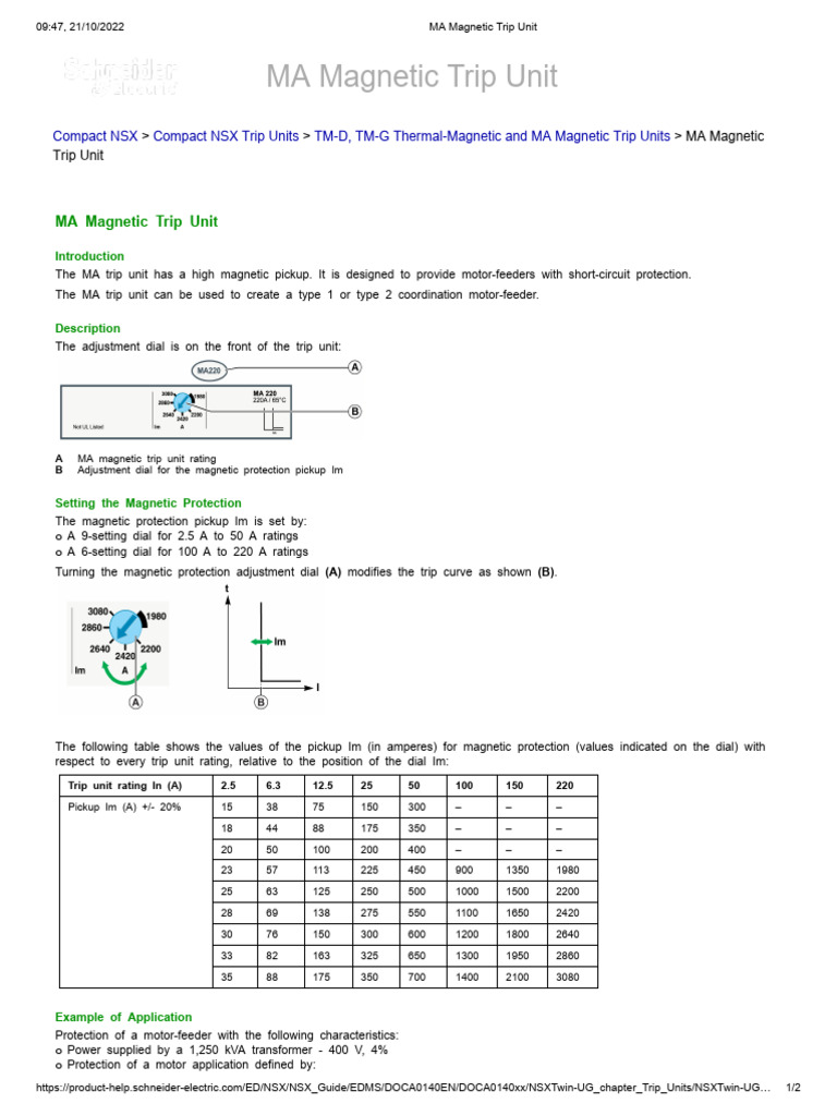 MA Magnetic Trip Unit Overview | PDF | Power (Physics) | Electronics