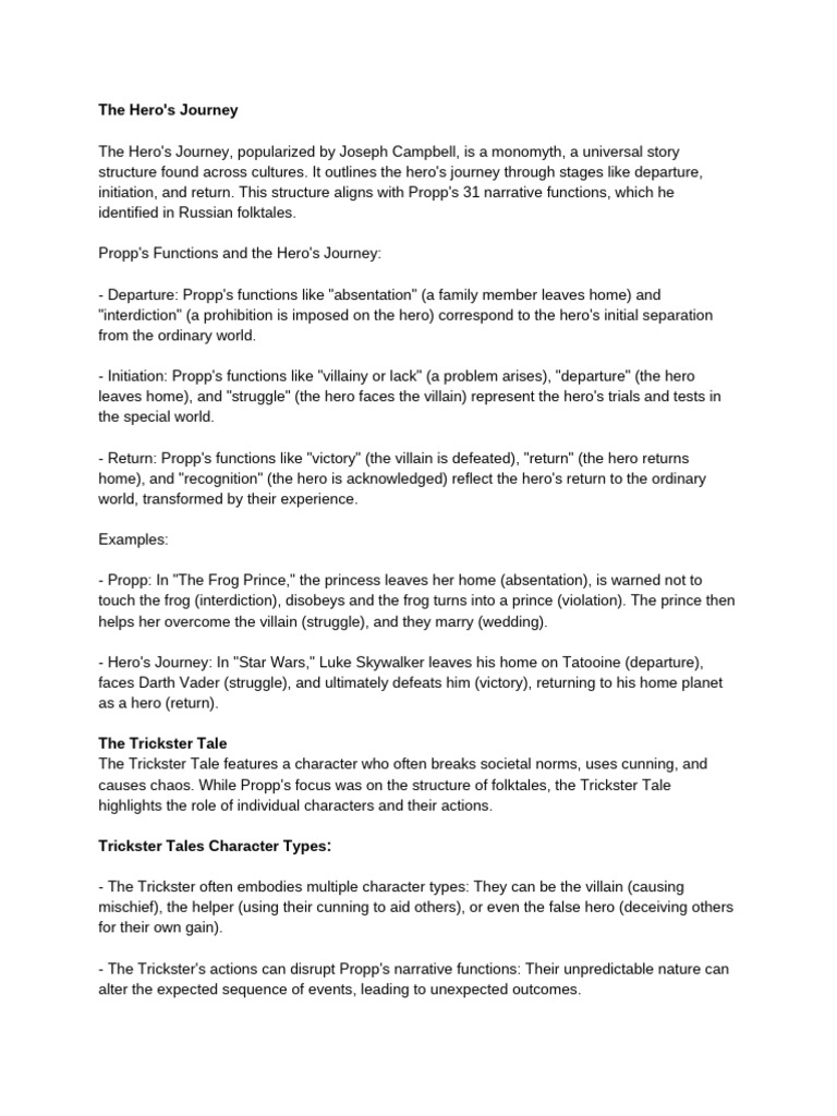 The Heros Journey by Xcy | PDF | Trickster | Narrative