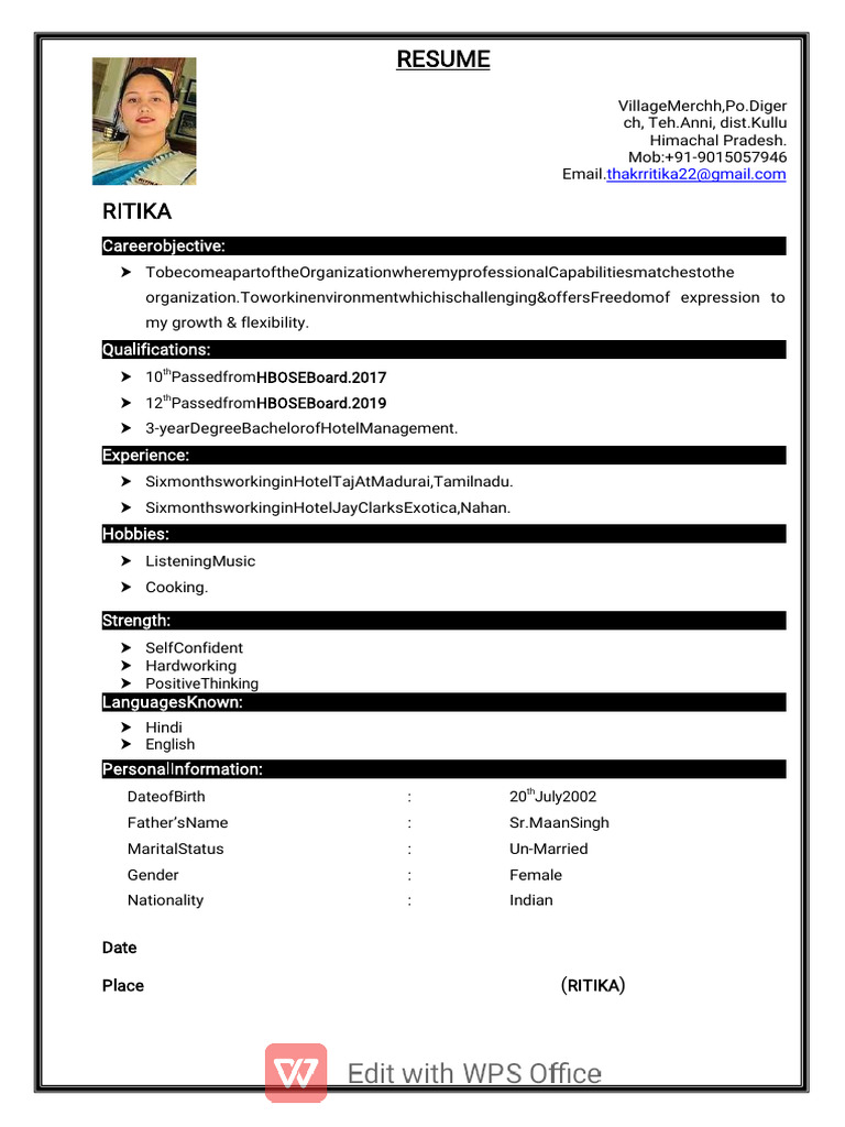 Resume Ritika Upd | PDF