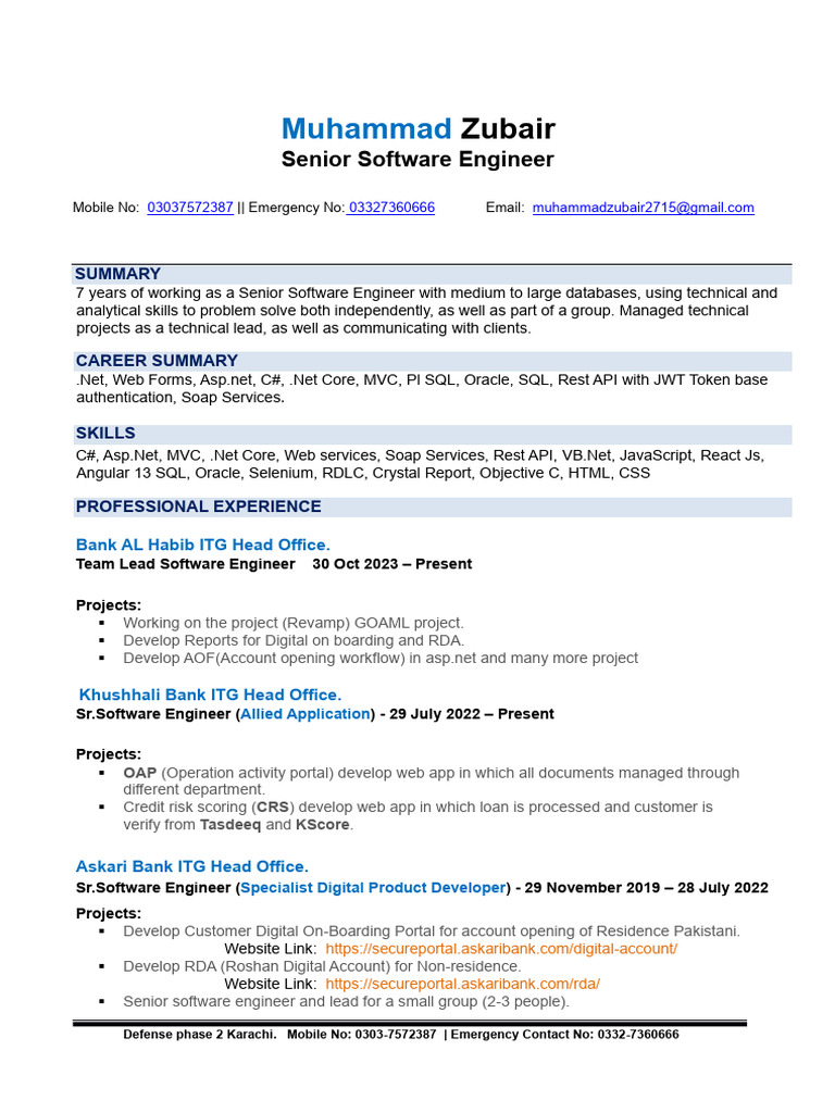 Muhammad Zubair CV May-2024-2 | PDF | Electronic Data Interchange | Computing
