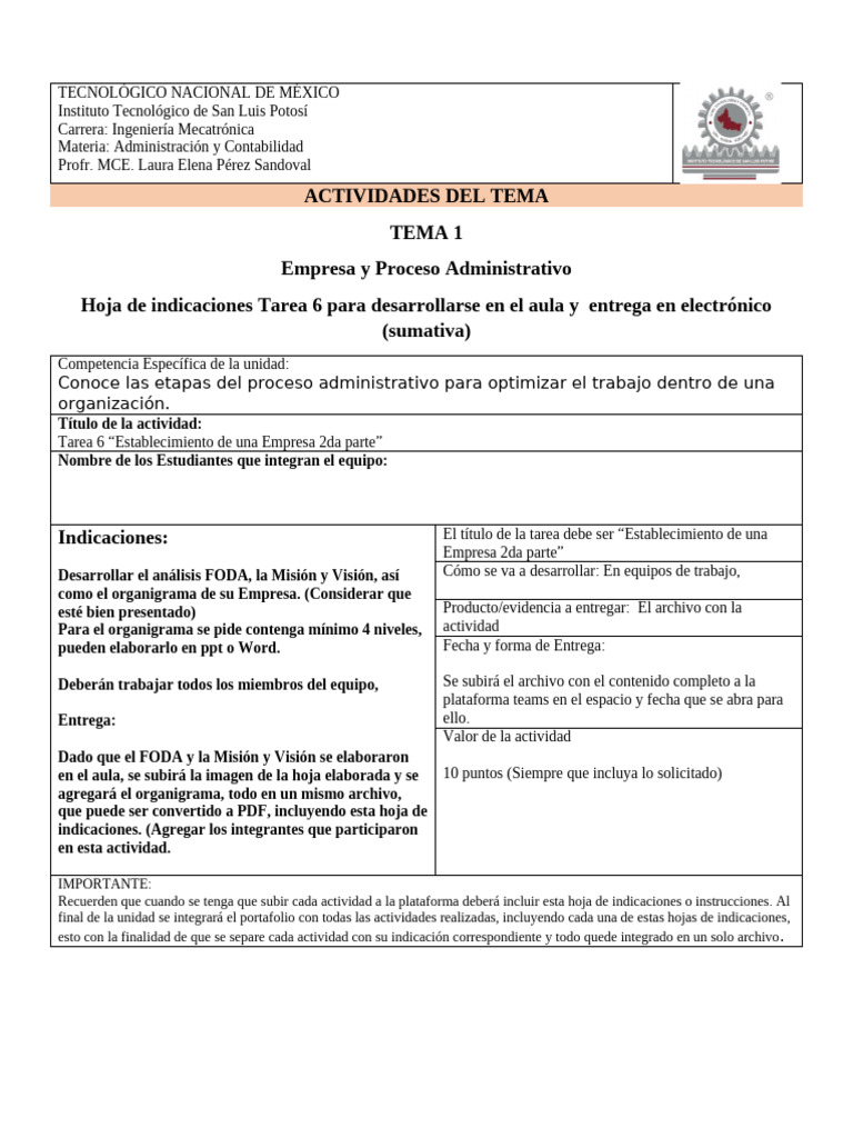 A6 T1 Establec de Una Empresa 2da Pte | PDF | Business
