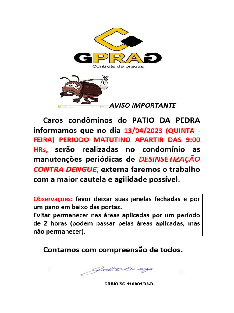 Aviso Dengue Patio | PDF