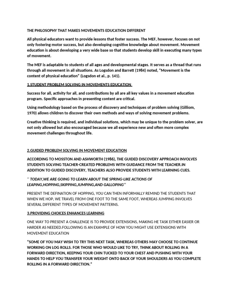 Movement Education for All Ages | PDF