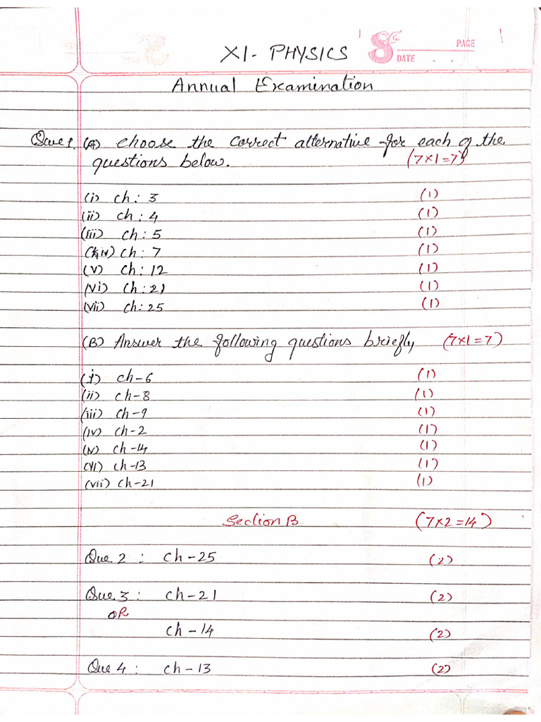 11th - Phy - Annual Exam Paper Style | PDF