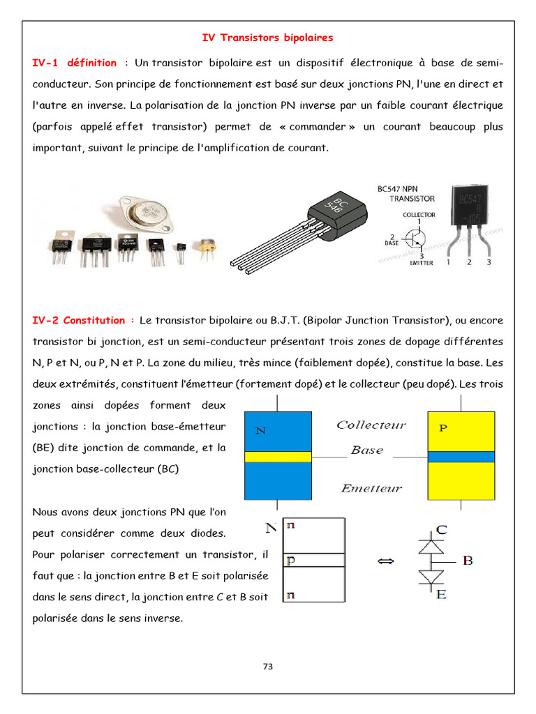 Transistors Bipolaires : Fonctionnement et Types | PDF | Transistor ...