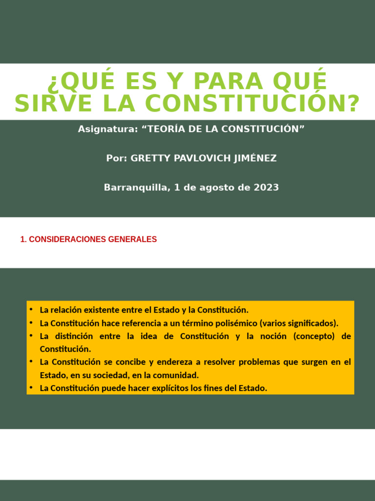 Que Es Y Para Que Sirve La Constitución Pdf Constitución Estado
