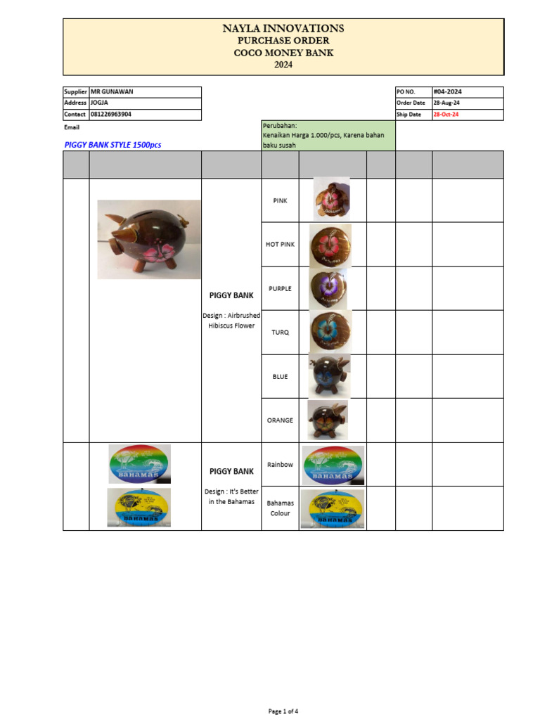 Gunawan PO4 Regular Coco Money Bank - Agustus 2024 | PDF | Rainbow | Vision